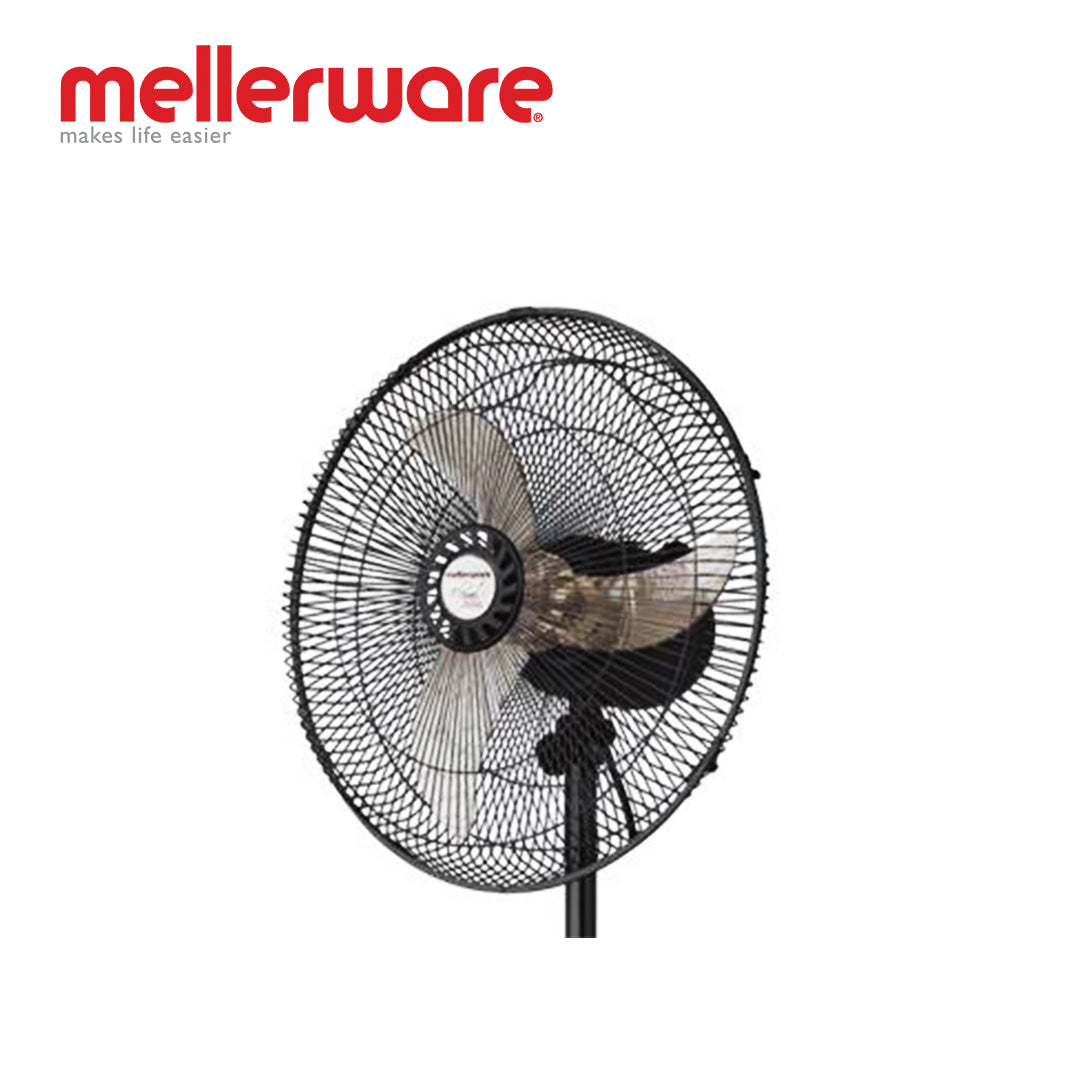 mellerware fan 3 speed height adjustable pedestal steel black 40cm 50w